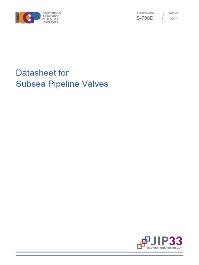 Data Sheet For Subsea Pipeline Valves S 708Dv2020 08 | PDF | Pipe (Fluid Conveyance) | Valve