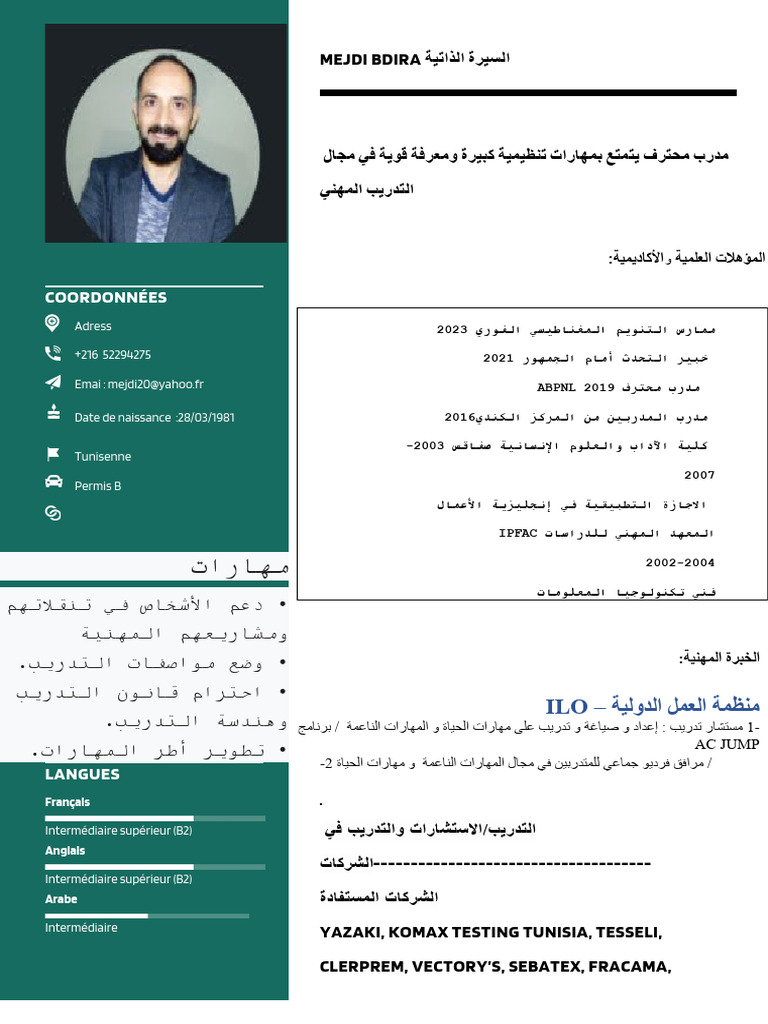cv mejdi Bdira Arabe | PDF