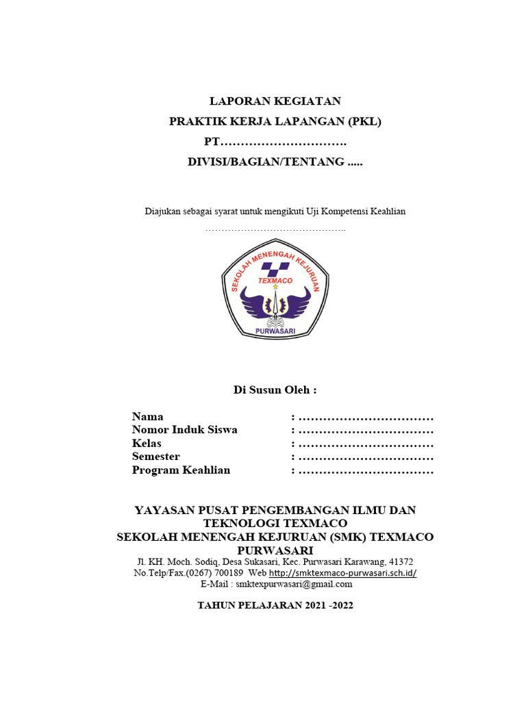 Format Laporan PKL | PDF