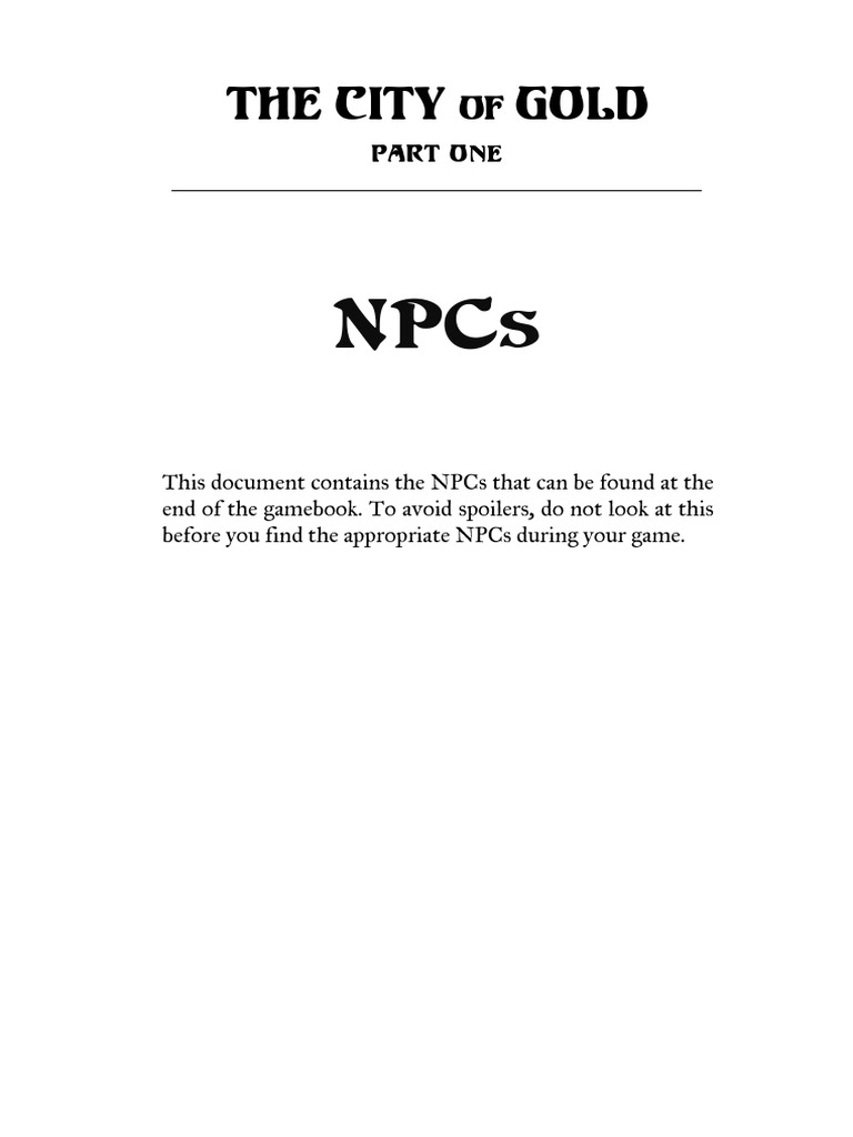 City of Gold Part 1 - 03 NPCs | PDF | History