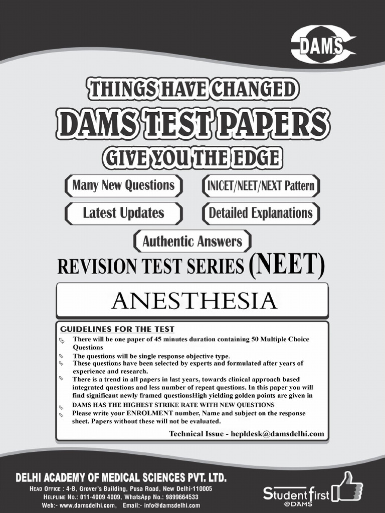 Revision Test Series ANESTHESIA Q | PDF