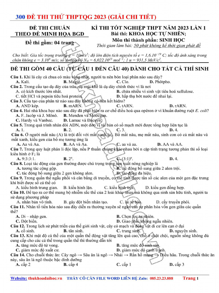 de Soan Theo Cau Truc de Minh Hoa Bo Giao Duc Va Dao Tao 2023 Lan 1 | PDF