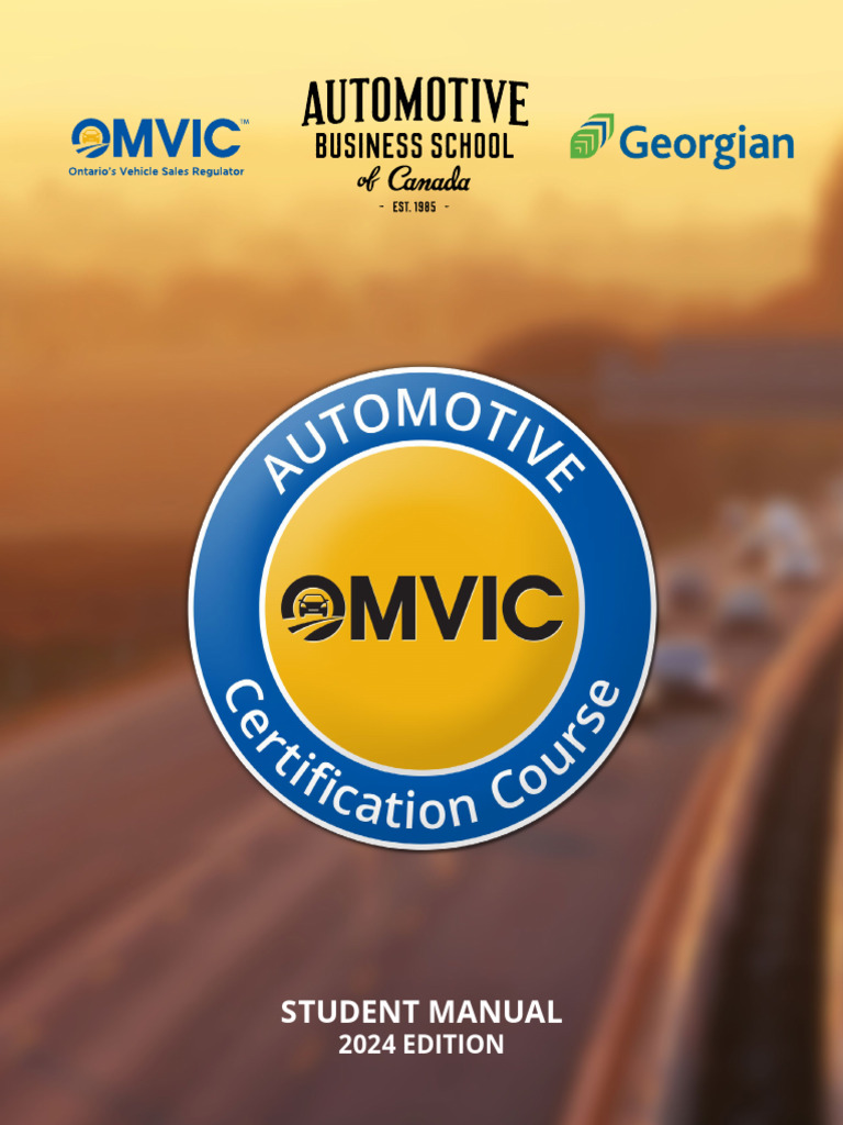 Omvic Automotive Certification Course Student Manual English 2024 ...