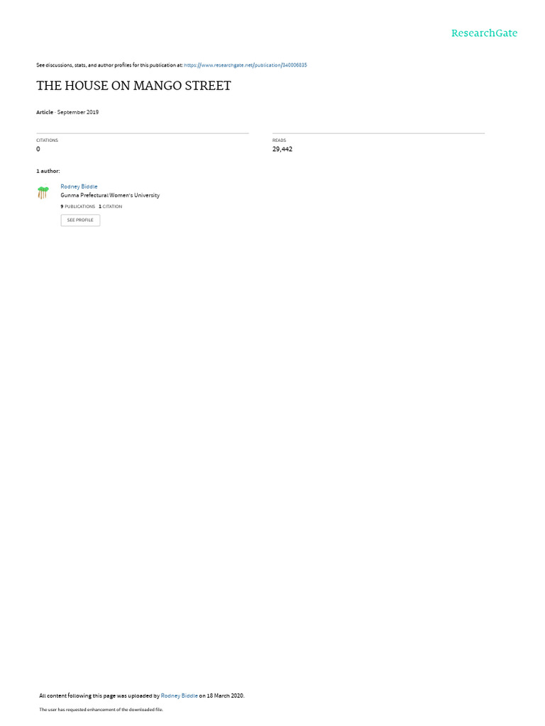 The House On Mango Street | PDF | Social Science | Classics