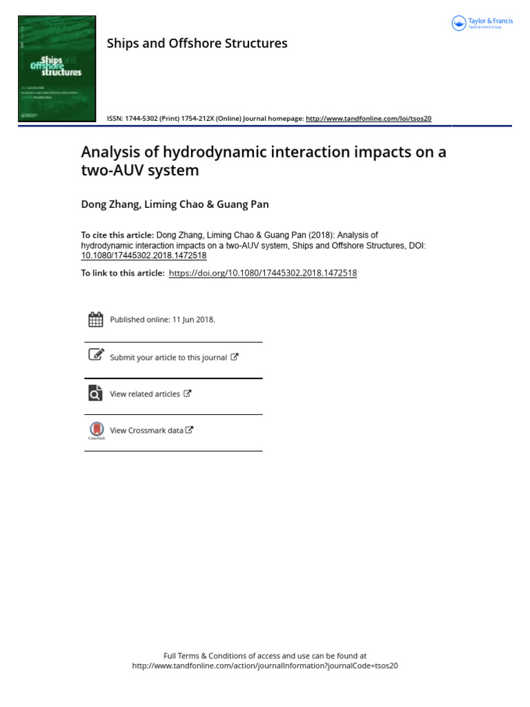 Analysis of Hydrodynamic Interaction Impacts On A two-AUV System | PDF ...