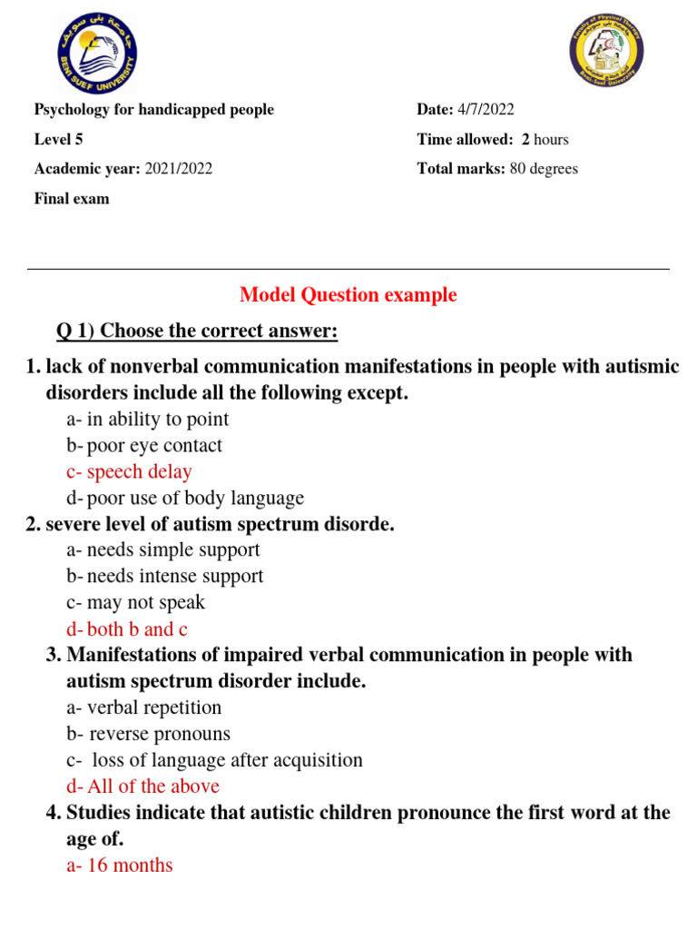 Model Question example with answers | PDF