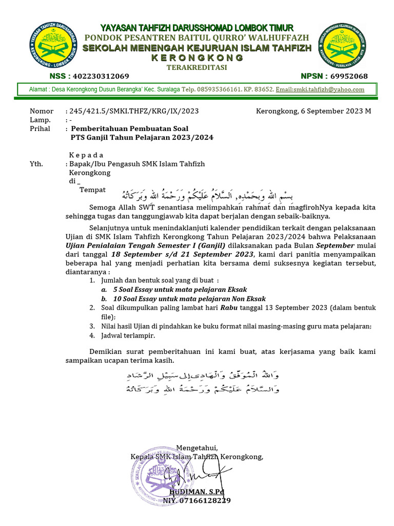 Surat Pemb. Pembuatan Soal | PDF