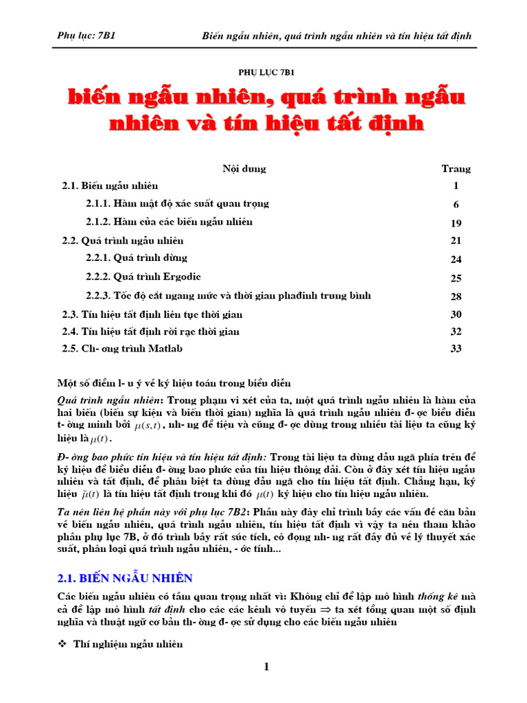 Phu Luc 7B1 - Bien Ngau Nhien, Qua Trinh Ngau Nhien Va Tin Hieu Tat Dinh | PDF