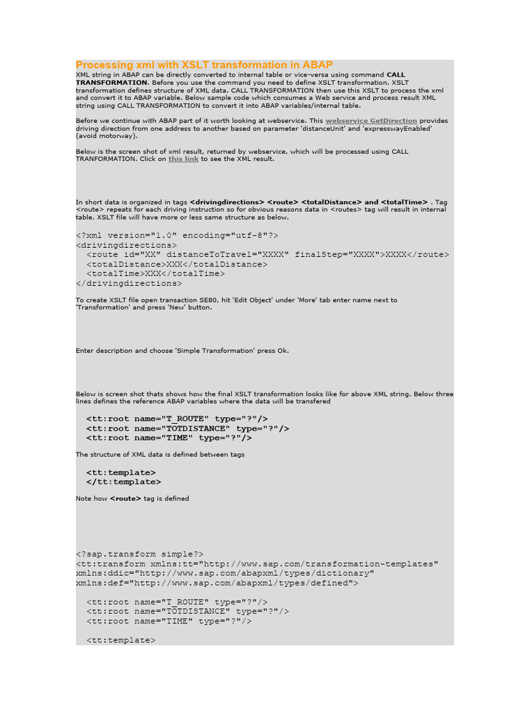 Processing XML With XSLT Transformation in ABAP | PDF Processing XML With XSLT Transformation in ABAP | PDF