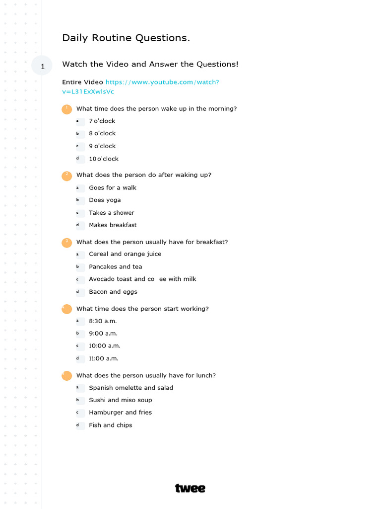 My Daily Routine Activity | PDF