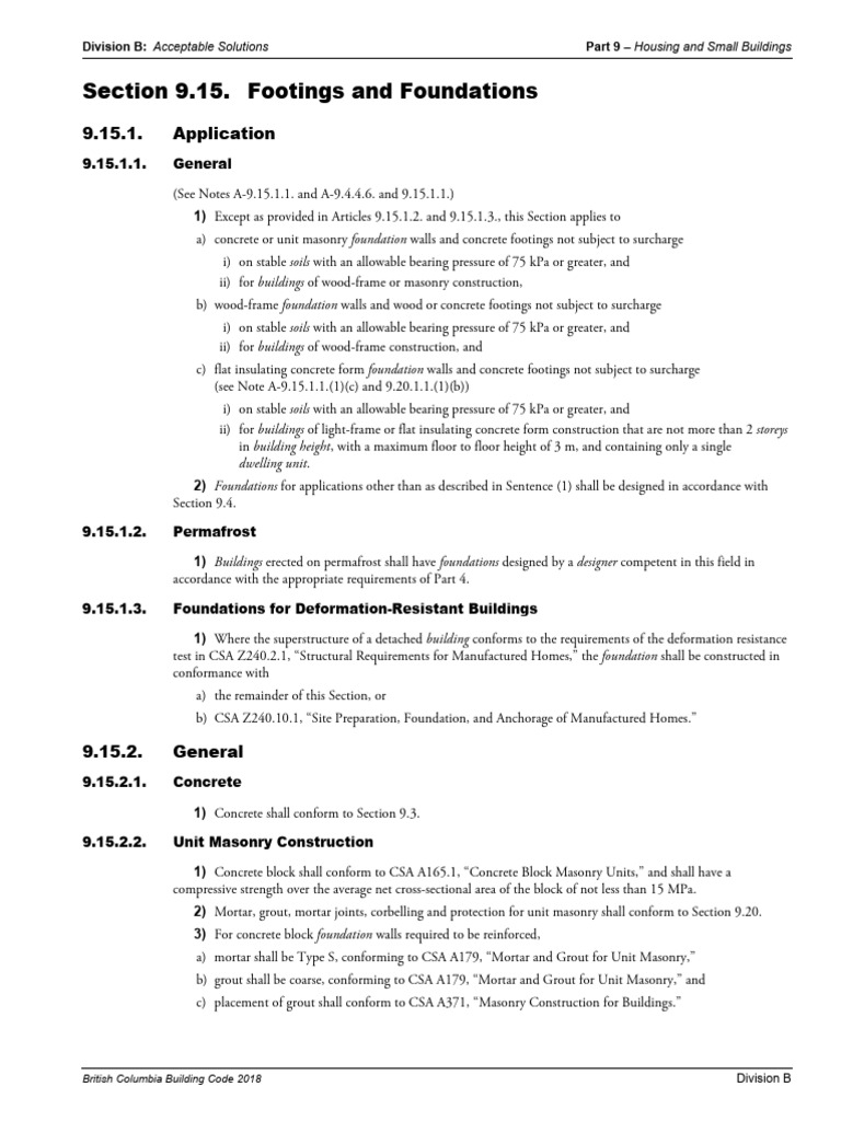 Section 9.15. Footings and Foundations BC - 2018dbp9s915 | PDF ...