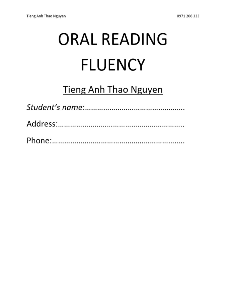 2 Oral Reading Fluency Text | PDF