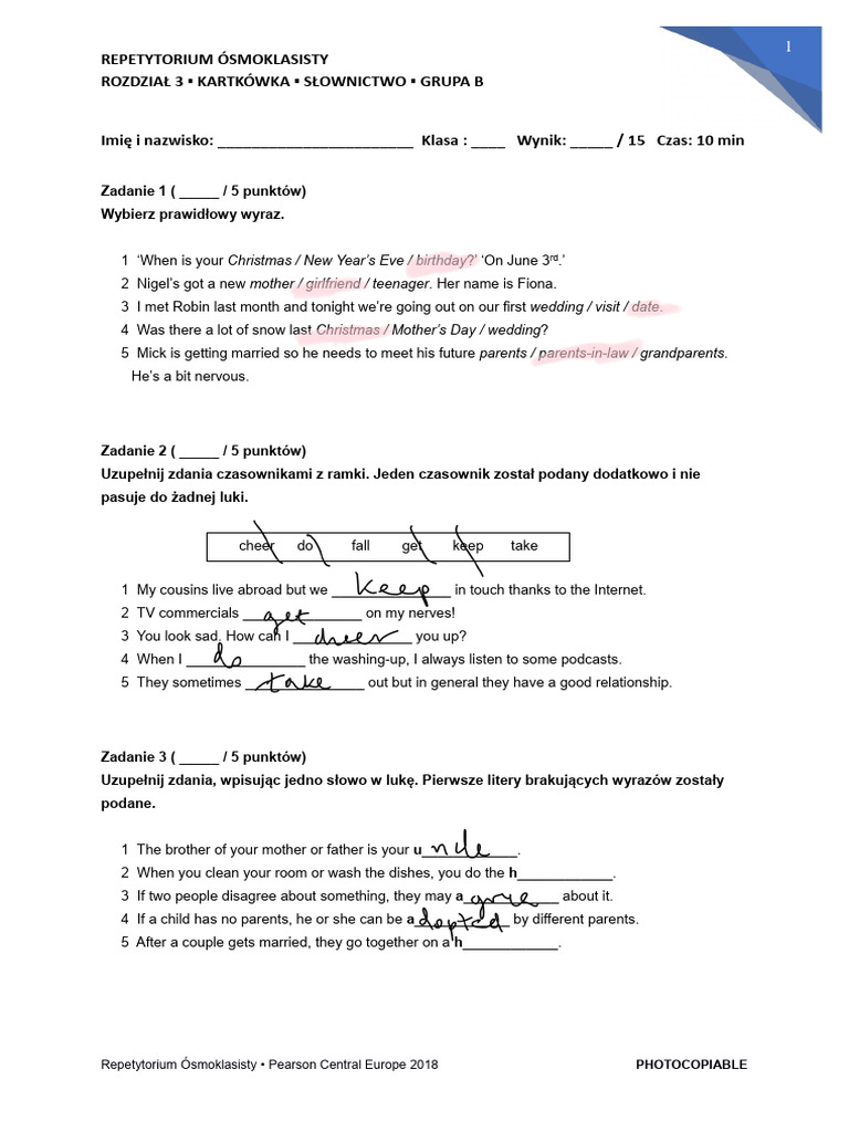 Unit 3B Vocabulary Test | PDF