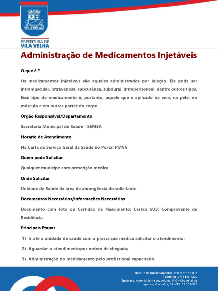 Administração de Medicamentos Injetáveis | PDF | Ciências Sociais