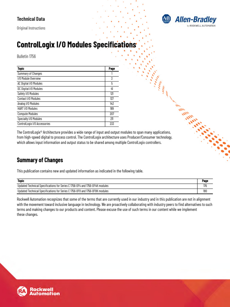 Controllogix I/O Modules Specifications: Technical Data | PDF | Programmable Logic Controller ...