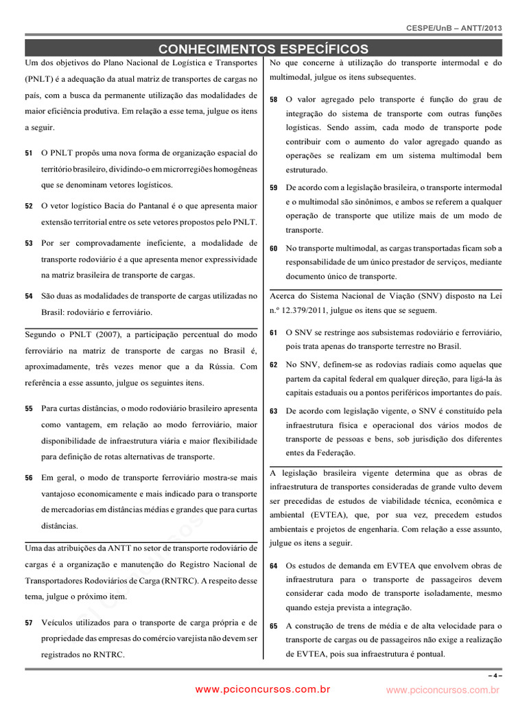 Prova ANTT 1.1 | PDF