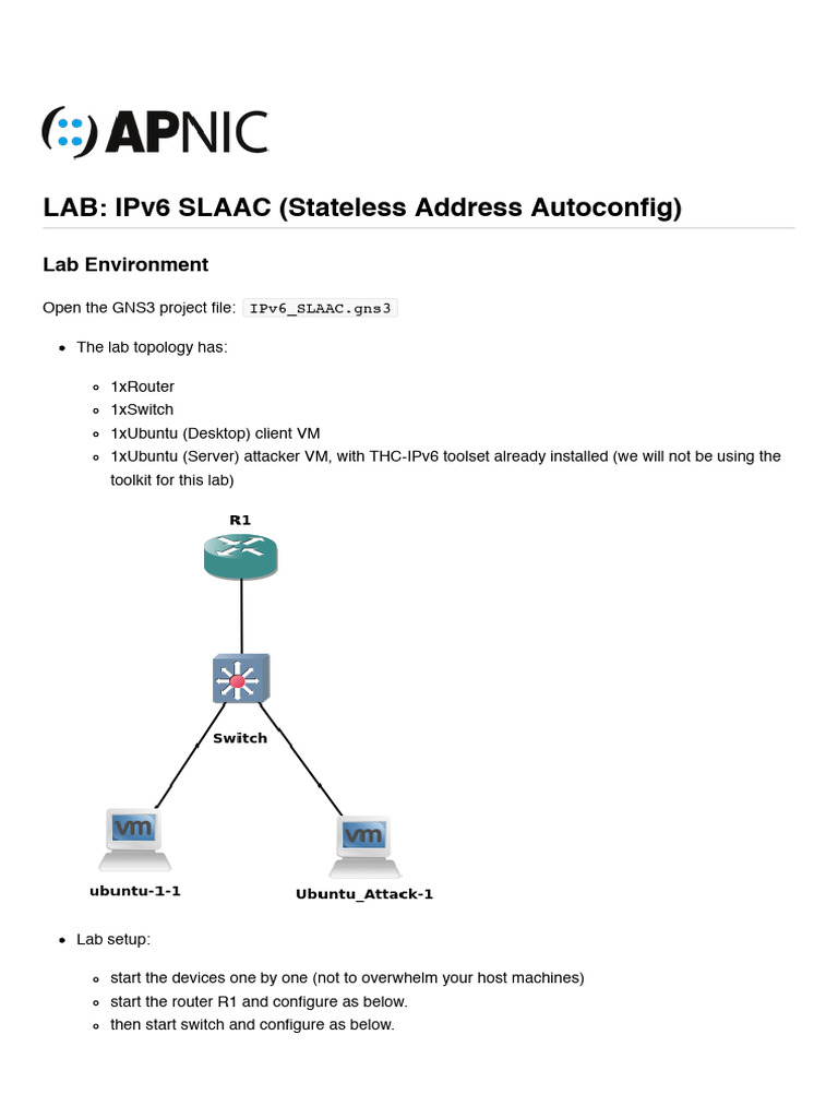 Ipv6 Slaac Lab | PDF | I Pv6 | Ip Address