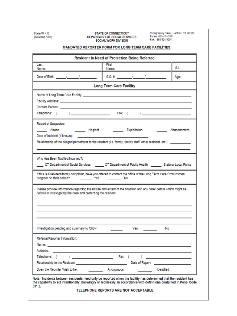 Abuse - Mandated Reporter Form (CT) | PDF
