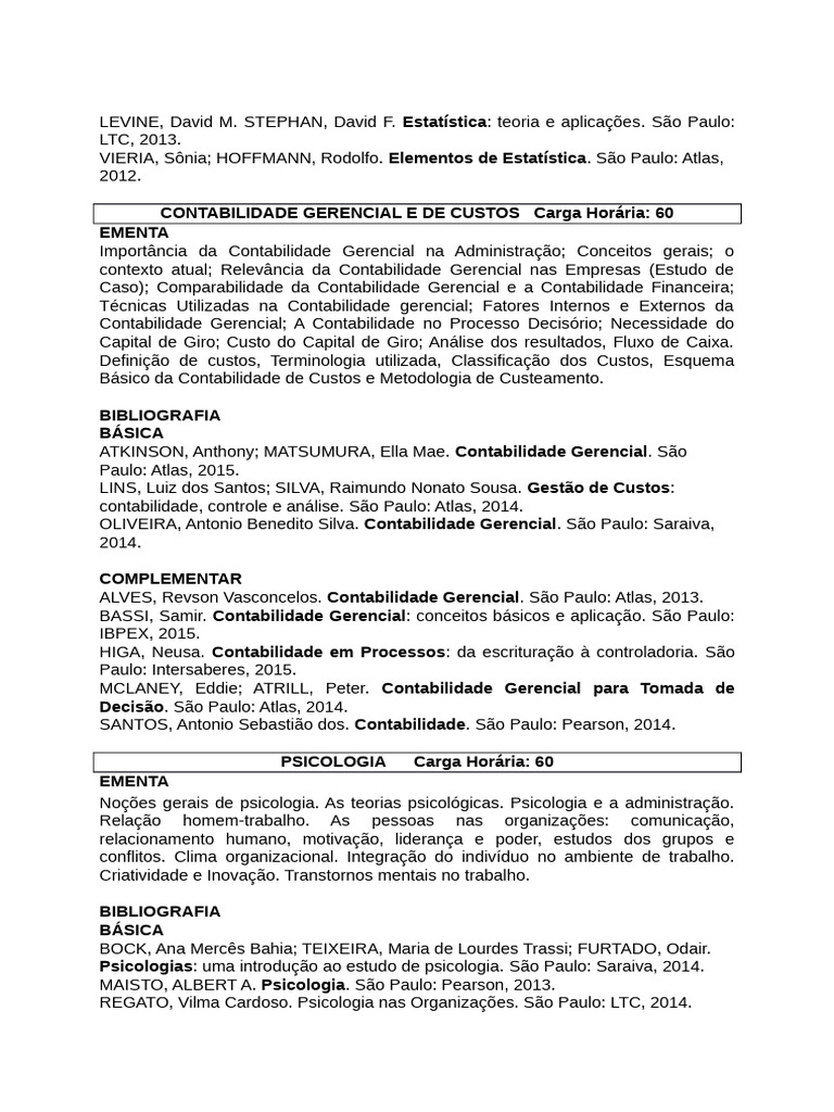 Ementa - Psicologia | PDF