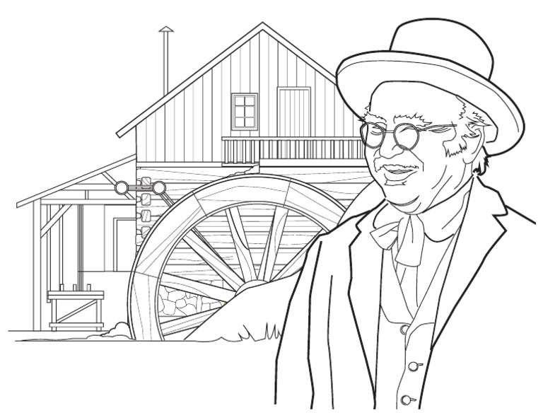 Mr. Hanson and The Mill Coloring Page | PDF