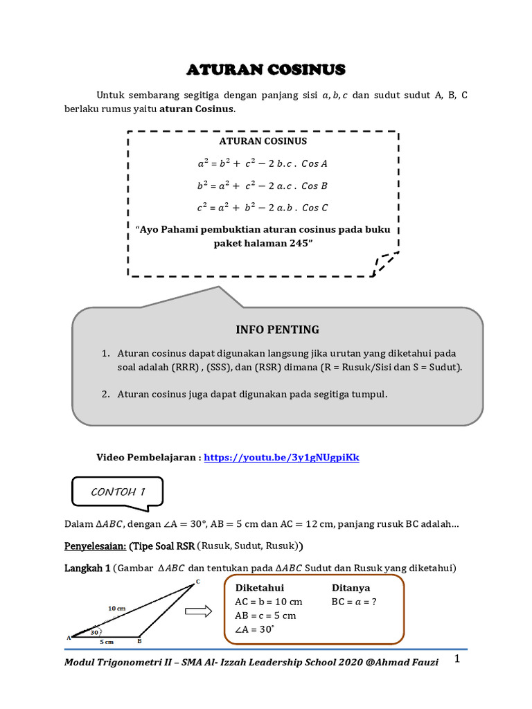 Aturan Cosinus | PDF
