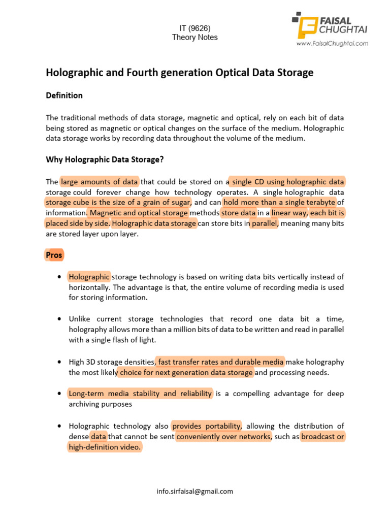 Holographic Data Storage | PDF | Holography | Computer Data Storage