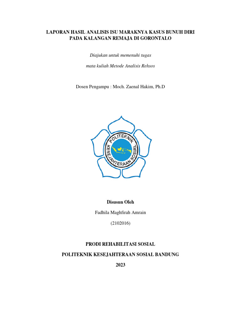 Laporan Hasil Analisis Isu Maraknya Kasus Bunuh Diri | PDF Laporan Hasil Analisis Isu Maraknya Kasus Bunuh Diri | PDF