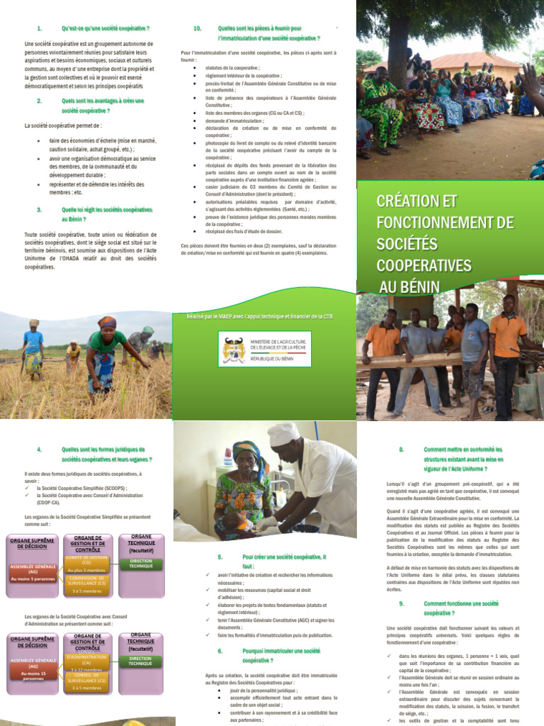 Création de Sociétés Coopératives au Bénin | PDF | Coopérative