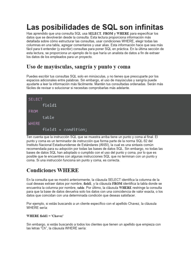 Lenguaje De Consulta Estructurado Semana 4 Pdf Sql Datos 2730