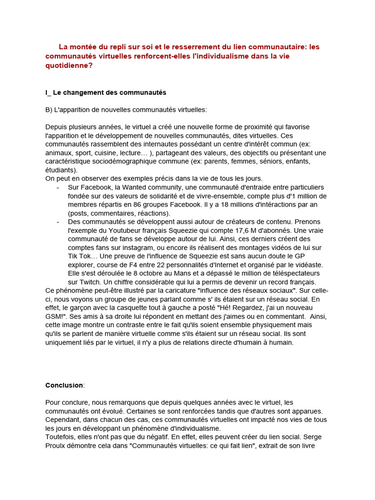 Individualisme et communautés virtuelles | PDF | Sciences sociales ...