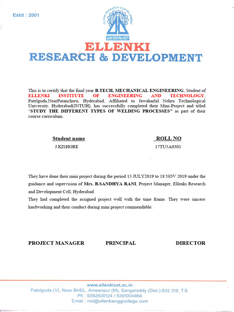 Student Name Roll No: Ellenki Institute of Engineering and Technology | PDF