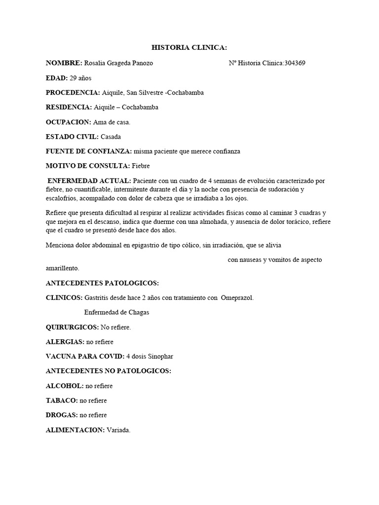 Historia Clinica Interna | PDF | Enfermedades y trastornos | Medicina CLINICA