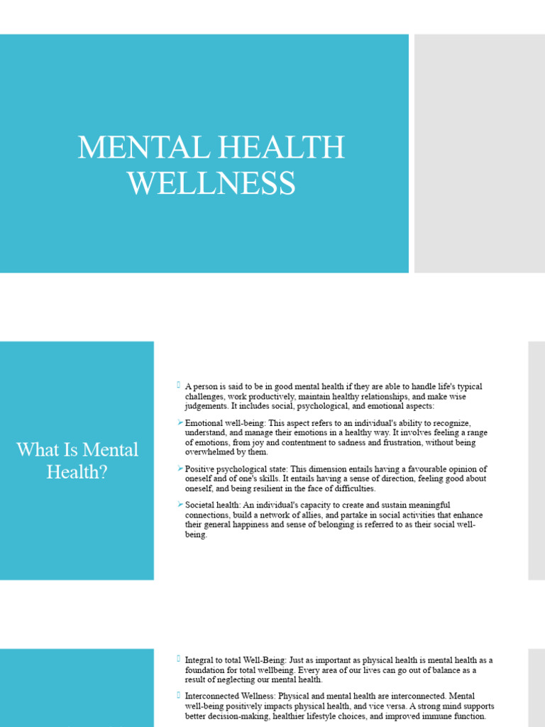 Mental Health Wellness | PDF | Mental Health | Social Stigma