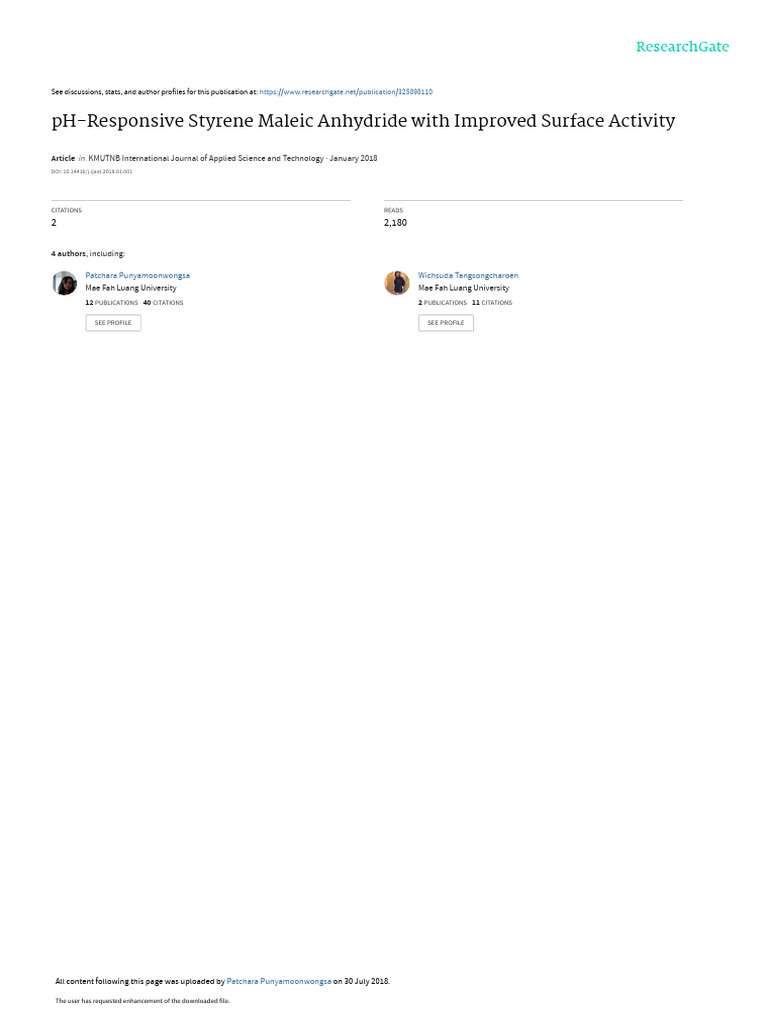 pH-Responsive Styrene Maleic Anhydride With Improv | PDF | Surfactant ...