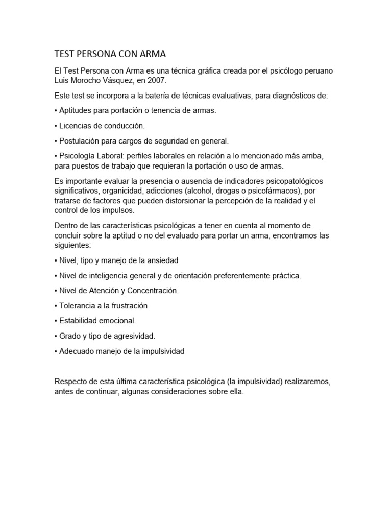 Test Persona Con Arma | PDF
