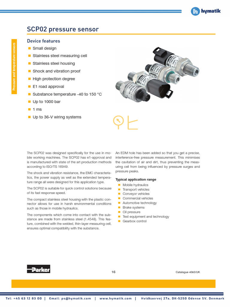 SCP02 Pressure Sensor: Device Features | PDF | Electrical Connector | Stainless Steel