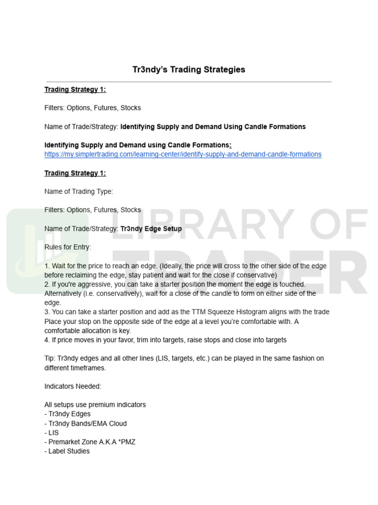 Tr3ndy Jon's Trading Strategies | PDF | Day Trading | Option (Finance)
