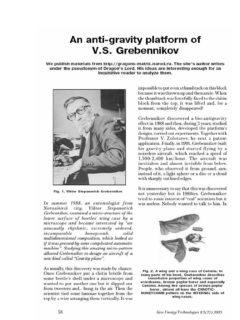 51532746 the Anti Gravity Platform of Viktor Grebennikov | PDF