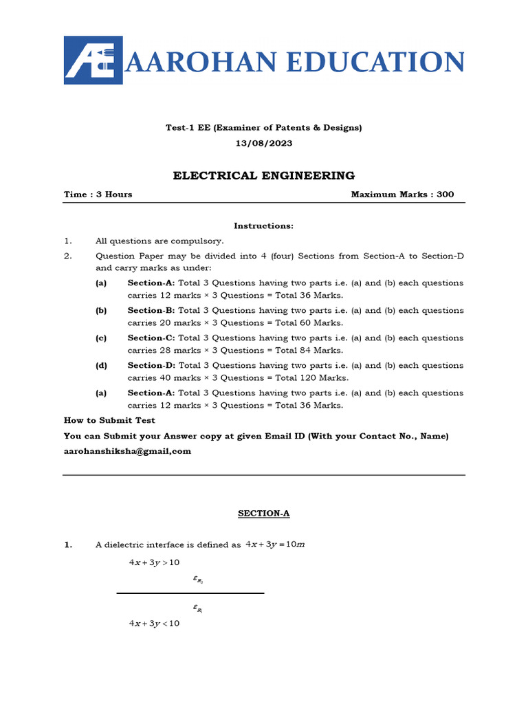 Electrical Engineering Exam Paper 2023 | PDF | Electric Motor | Volt