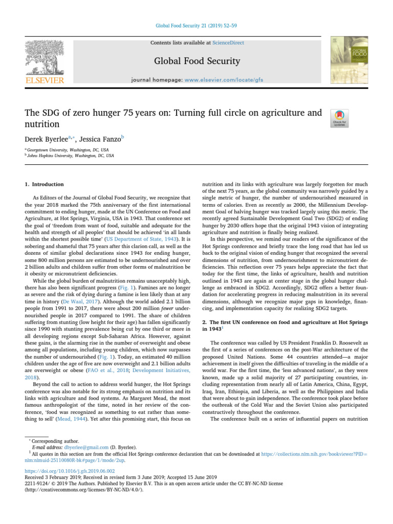 Agriculture and Nutrition Article | PDF | Malnutrition | Food Security