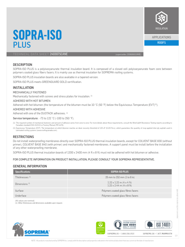 Sopca en Ca Tds Sopra Iso Plus | PDF | Building Insulation | Building Engineering
