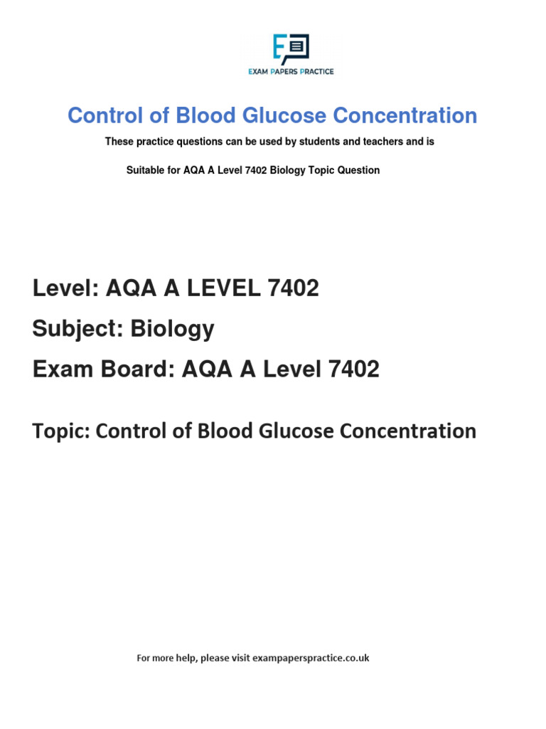 3.6.4.2-Control-of-blood-glucose-concentration | PDF | Glucose | Gene