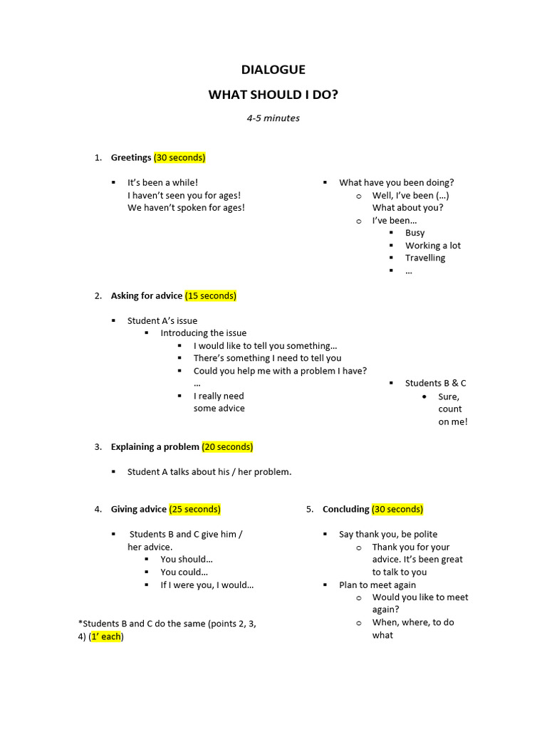 Dialogue What Should I Do | PDF