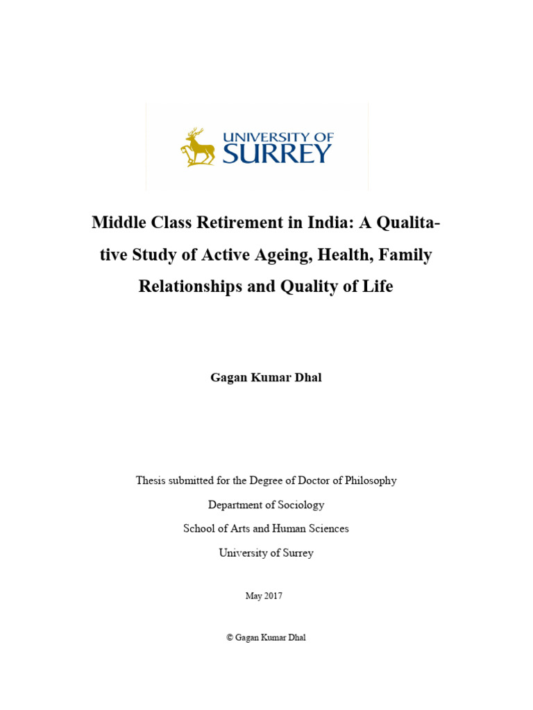 Middle Class Retirement in India | PDF | Pension | Ageing