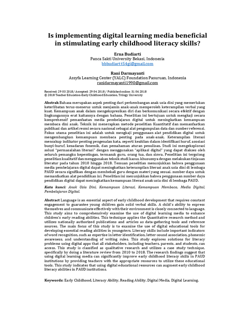 Is Implementing Digital Learning Media Beneficial In Stimulating Early