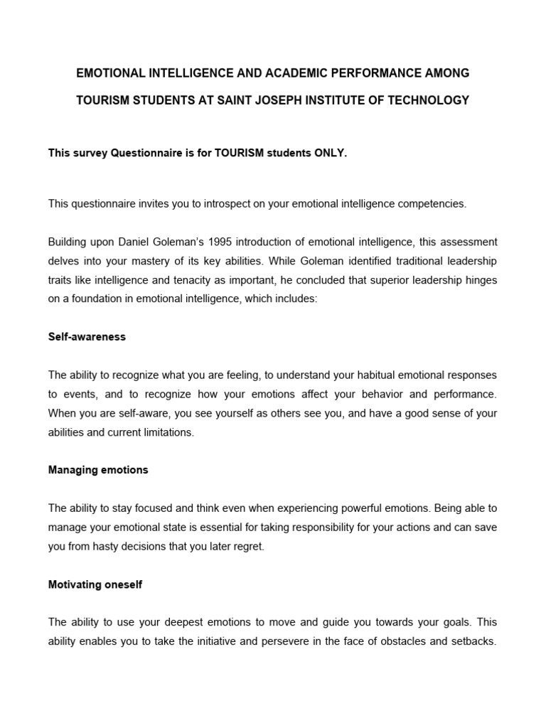 QUESTIONNAIRE (EMOTIONAL INTELLIGENCE) | PDF