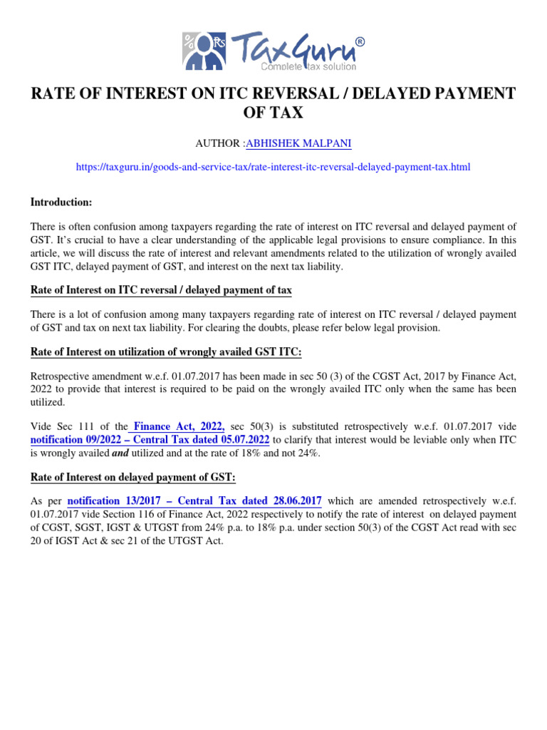 Delayed Payment of Tax - Taxguru - in | Download Free PDF | Taxes | Economies