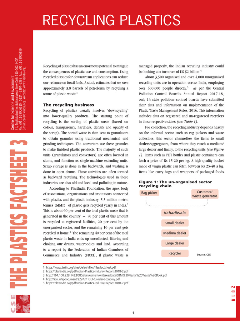 0.97245800 1570432310 Factsheet3 | PDF | Plastic | Recycling