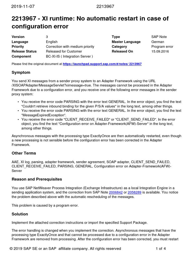 Xi Runtime No Automatic Restart In Case Of Configuration Error Pdf Software Development