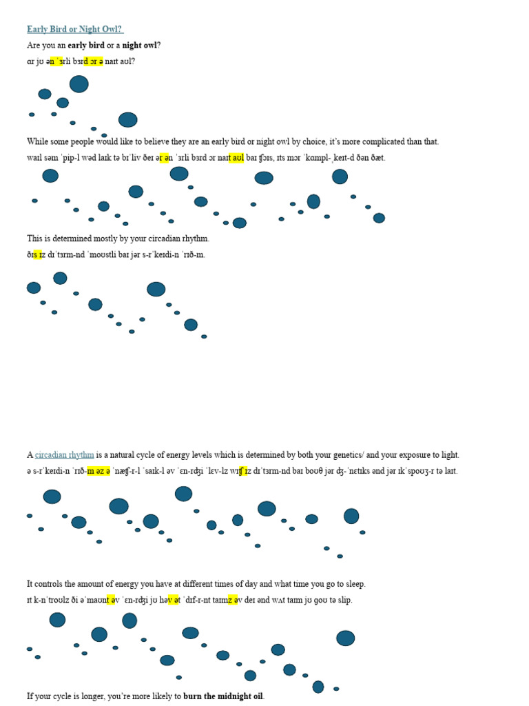 Early Bird or Night Owl | PDF | Sleep | Circadian Rhythm